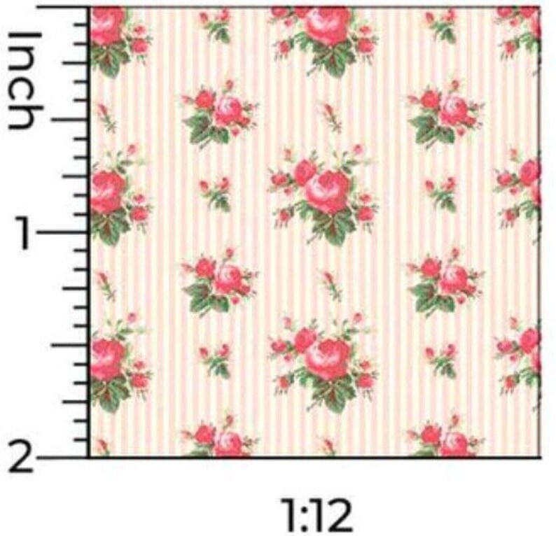 Dollhouse Miniature Wallpaper - Rose Stripes 1:12 Scale - Etsy