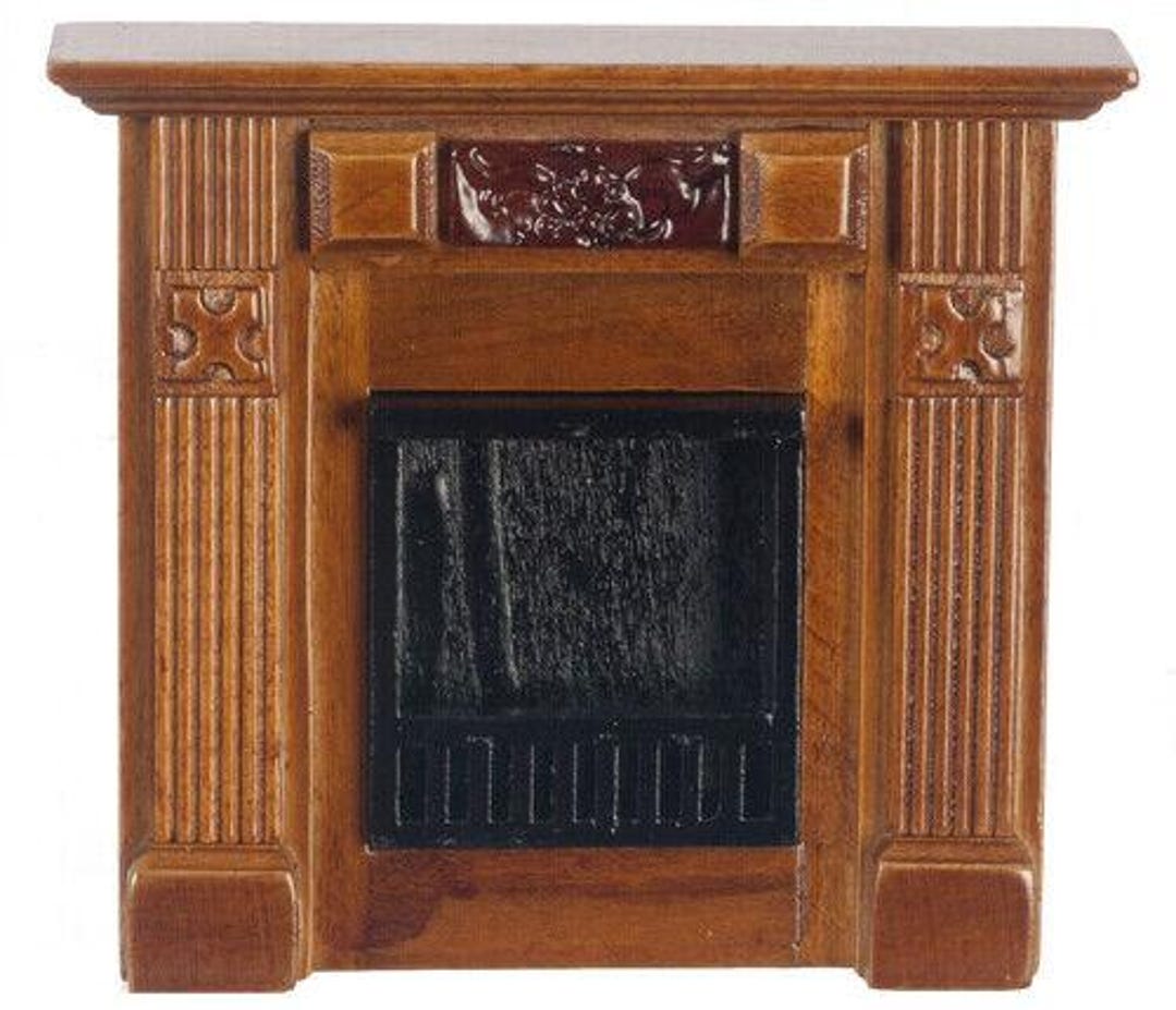 Dollhouse Miniature Elizabeth Fireplace in Walnut - Etsy