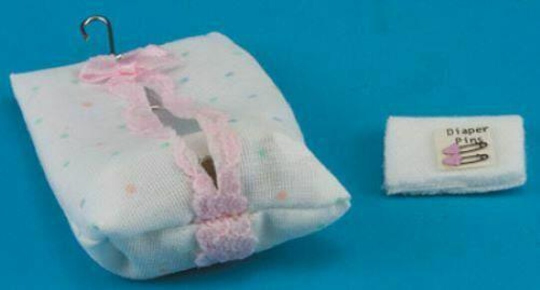 Dollhouse Miniature Diaper Stacker Pink and White Handcrafted - Etsy