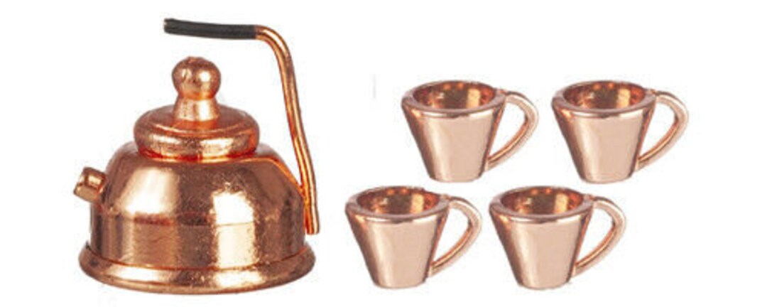 Dollhouse Miniature Copper Tea Set of 5 - Etsy