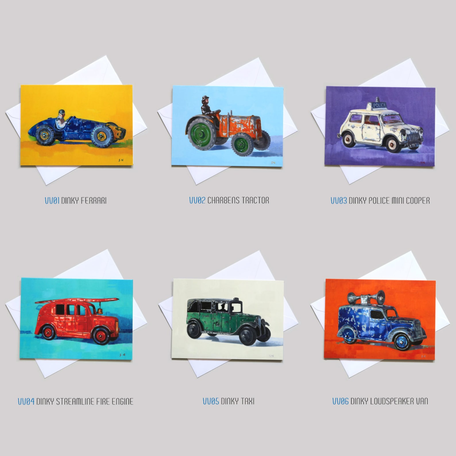 Pack of 12 VINTAGE TOY VEHICLE Greeting Cards, Greeting Card Set, Card ...