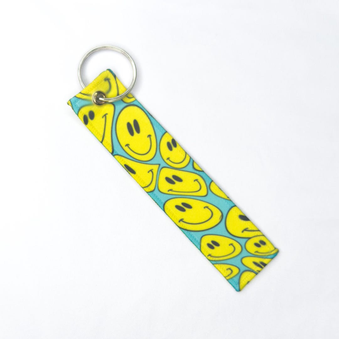 Smiley Face - Fabric Key Tag - Etsy