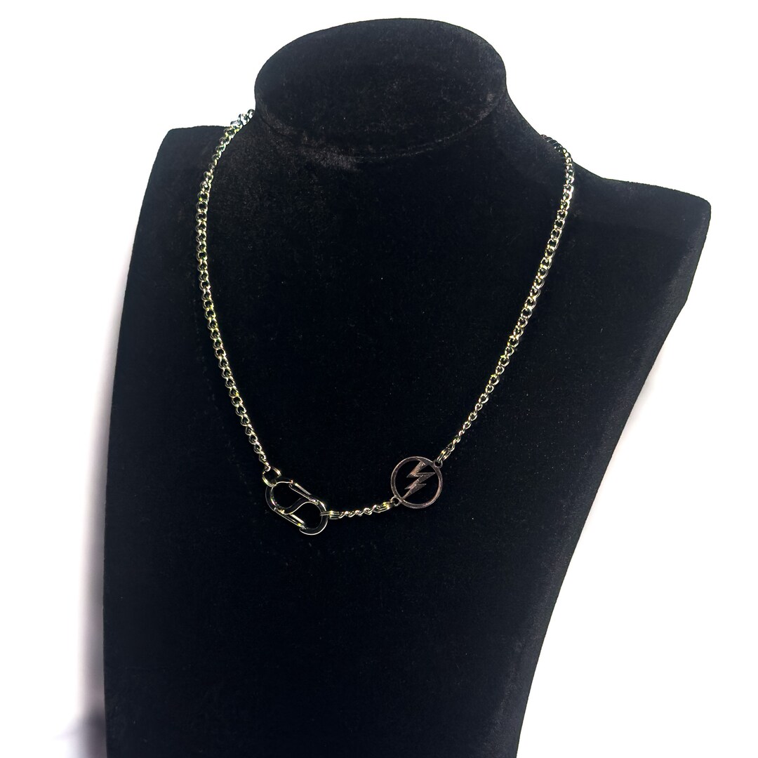 Stainless Curb Chain With S-biner and Lightning Bolt Connector - Etsy