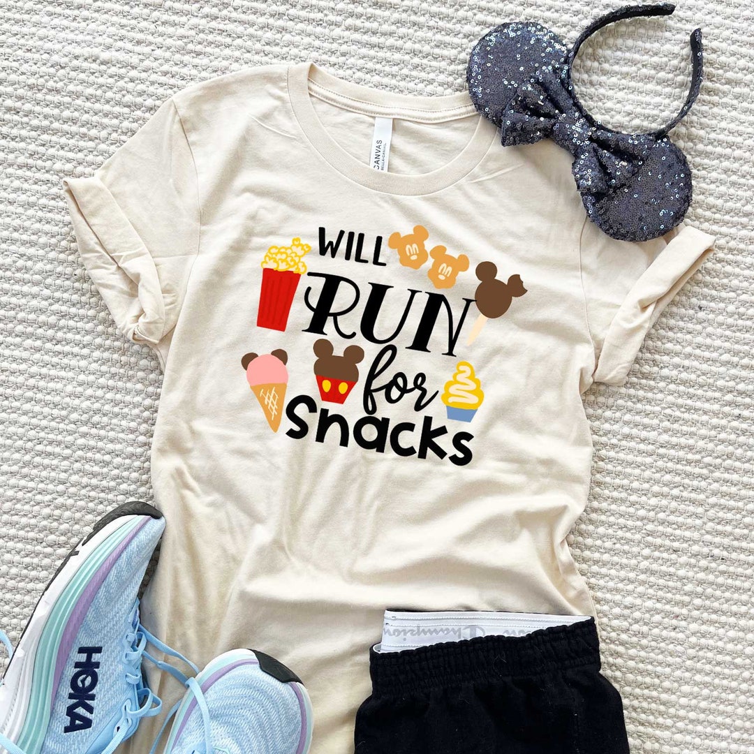 Rundisney Disney Snacks T-shirt Will Run for Snacks Theme Park Disney T ...