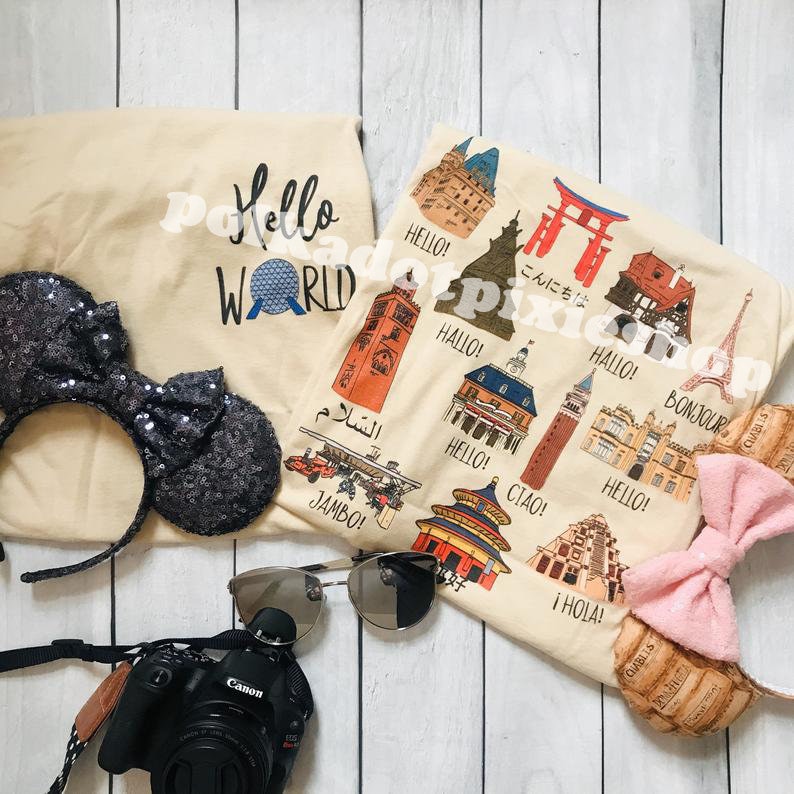 Epcot World Showcase T-shirt Disney Shirt Hello World Walt - Etsy