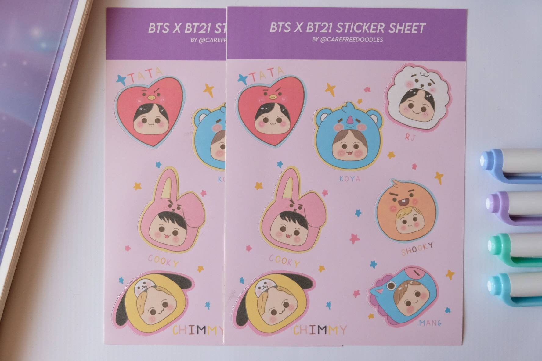 Digital Stickers, BTS Inspired Sticker Sheet , Kawaii Planner Sticker ...