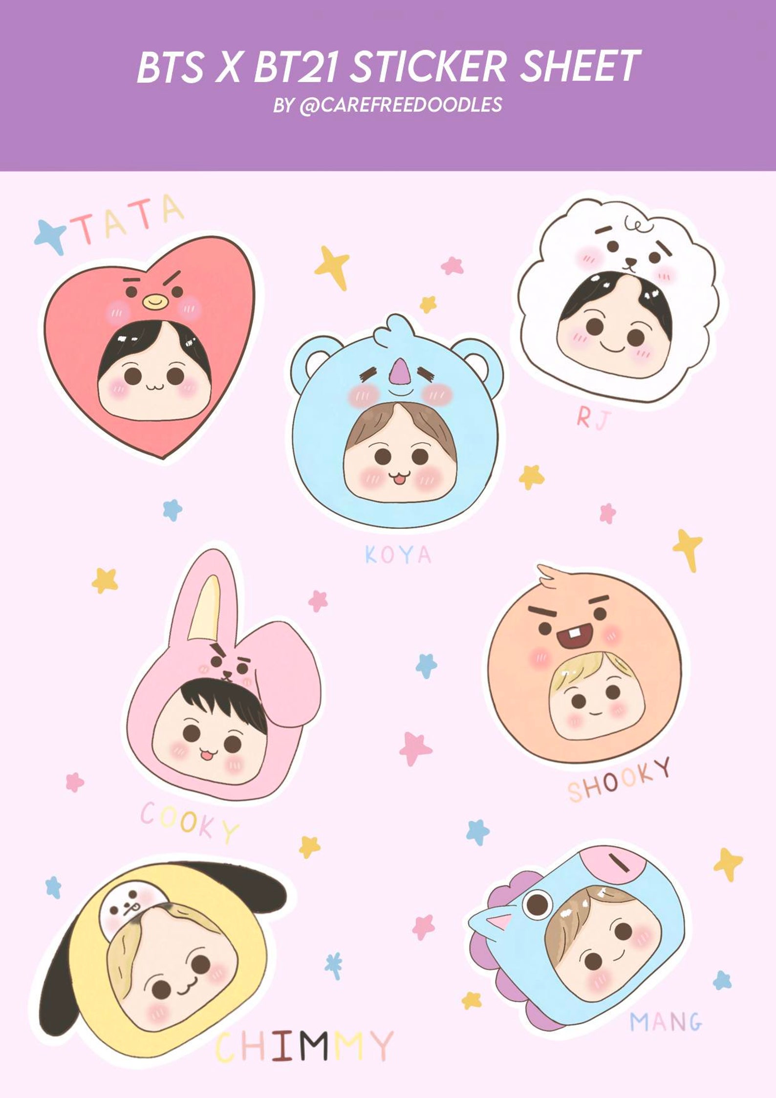 Digital Stickers, BTS Inspired Sticker Sheet , Kawaii Planner Sticker ...