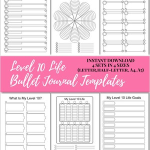 Level 10 Life Printable Bullet Journal Template Set - Etsy