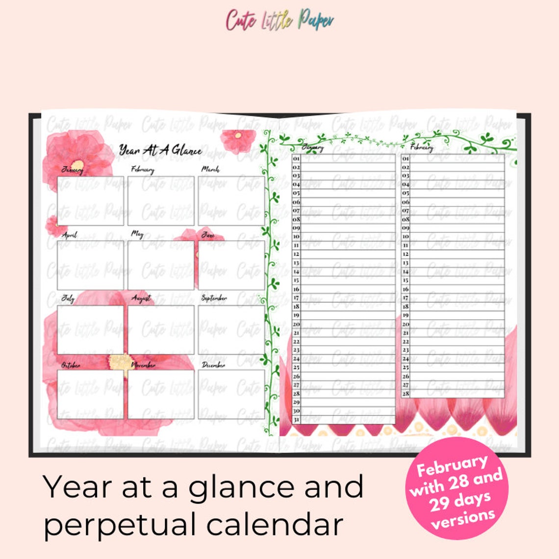 Blossom Planner Set Printable Planner Bundle 74 Undated - Etsy