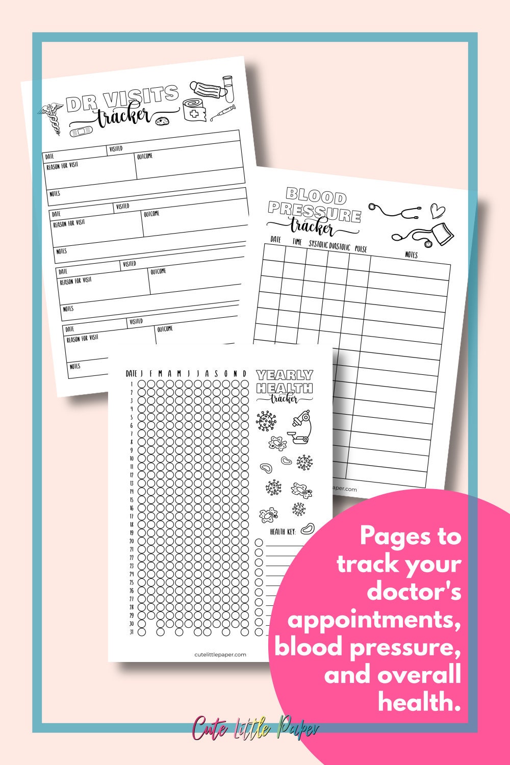 Bullet Journal Health & Fitness Trackers Set. 19 Printable Bujo ...