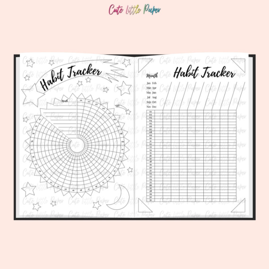 Habit Tracker Template Set Monthly 31 Day Routine Log - Etsy