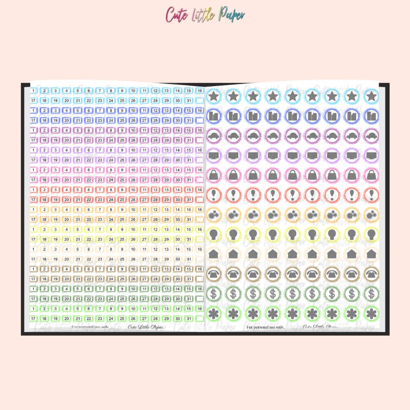 Color Coding Pastel Stickers Bundle Printable Functional Mix Stickers ...