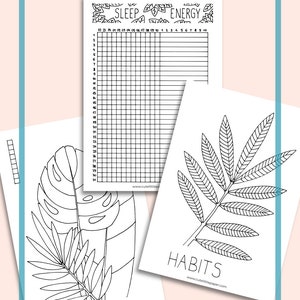 Bullet Journal Tropical Leaves Templates. Printable Bullet | Etsy