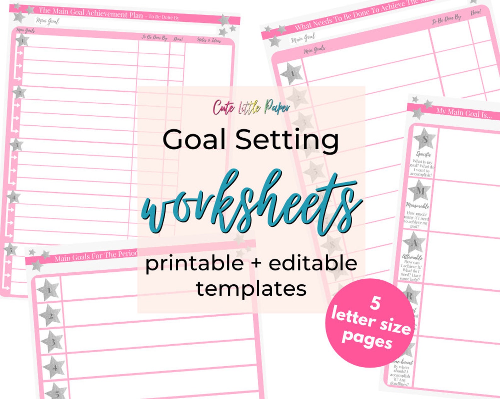 Goal Setting Sheets Printable Template, Editable PDF - Etsy Australia