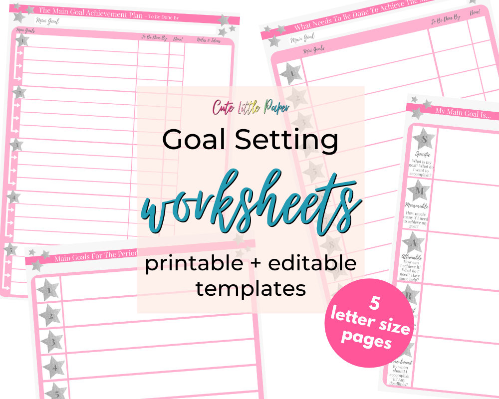 Goal Setting Sheets Printable Template Editable PDF | Etsy