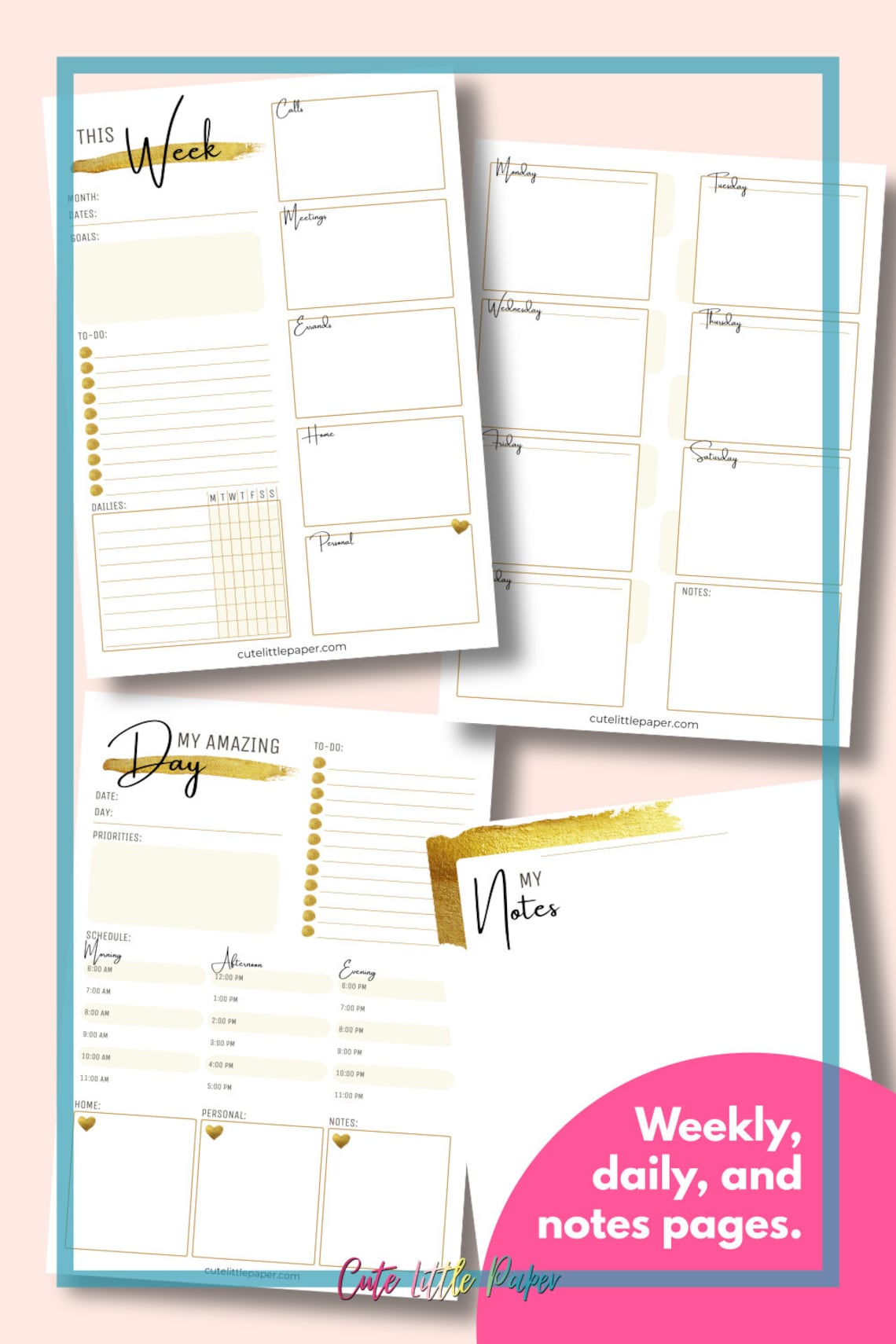 Printable Life Planner. Daily Weekly Monthly Planner Pages - Etsy