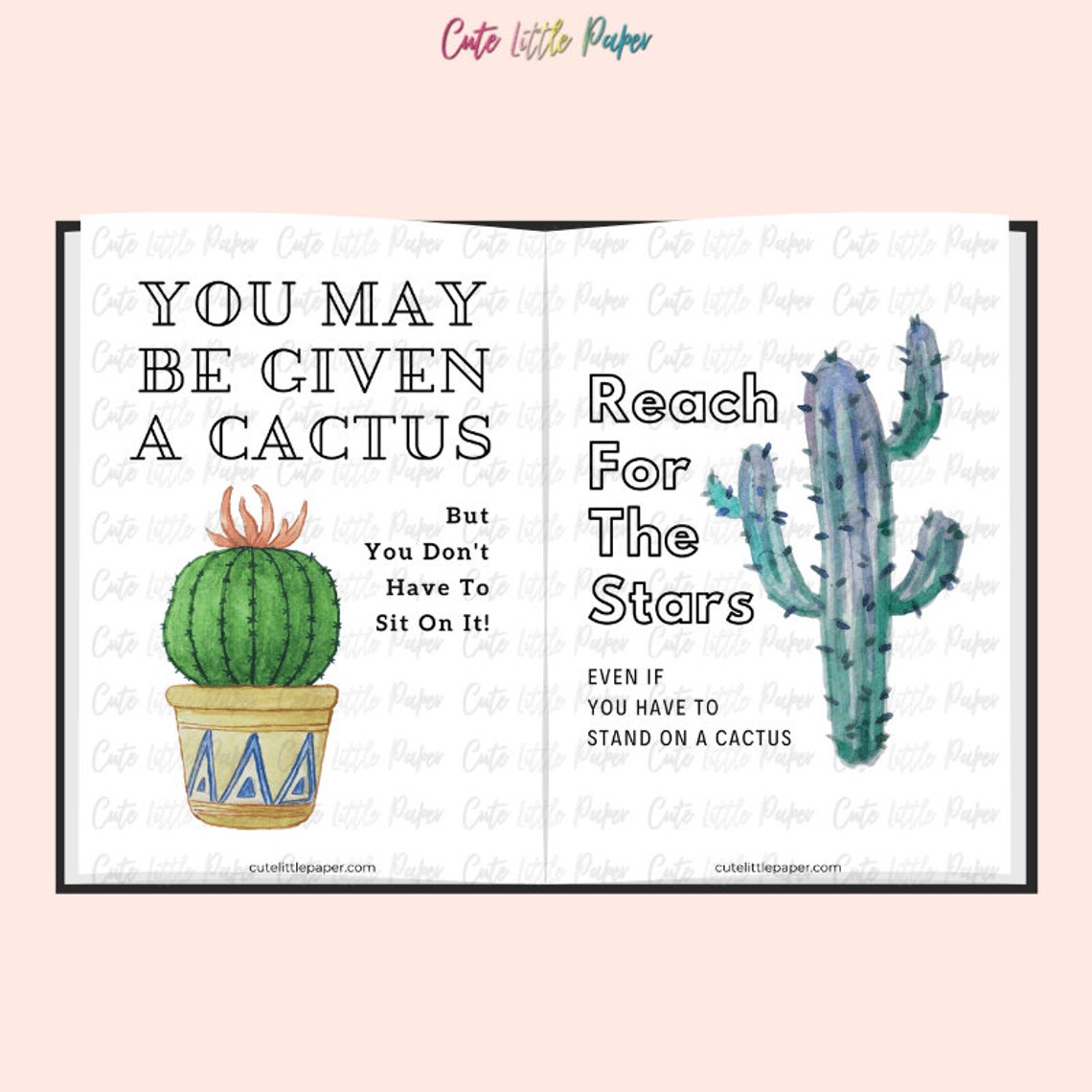 15 Cactus Inspirational Quotes Printable Planner Divider Pages ...