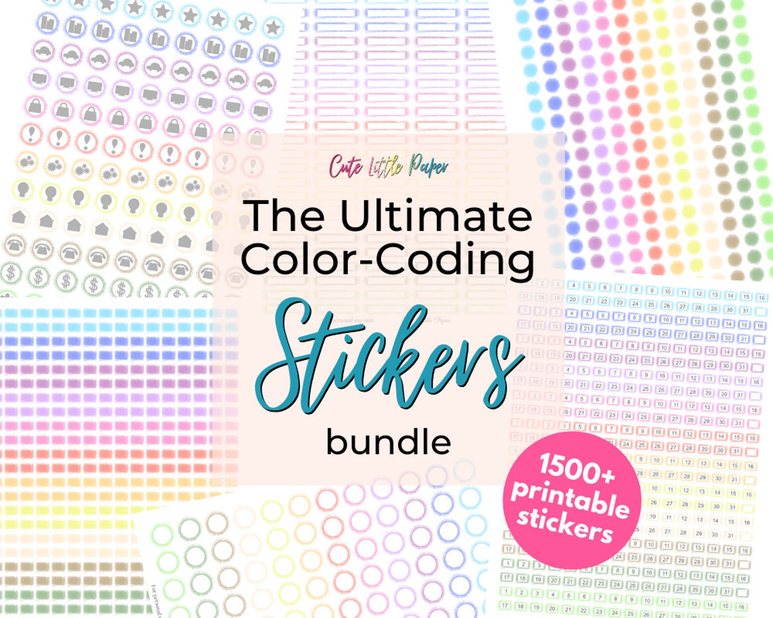 Color Coding Pastel Stickers Bundle Printable Functional Mix Stickers ...
