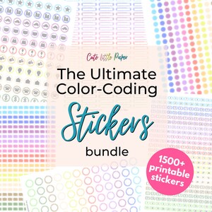 Color Coding Pastel Stickers Bundle Printable Functional Mix Stickers ...