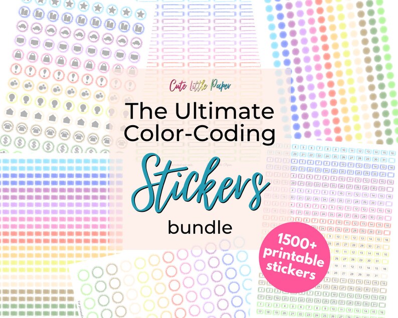 Color Coding Pastel Stickers Bundle Printable Functional Mix Stickers ...