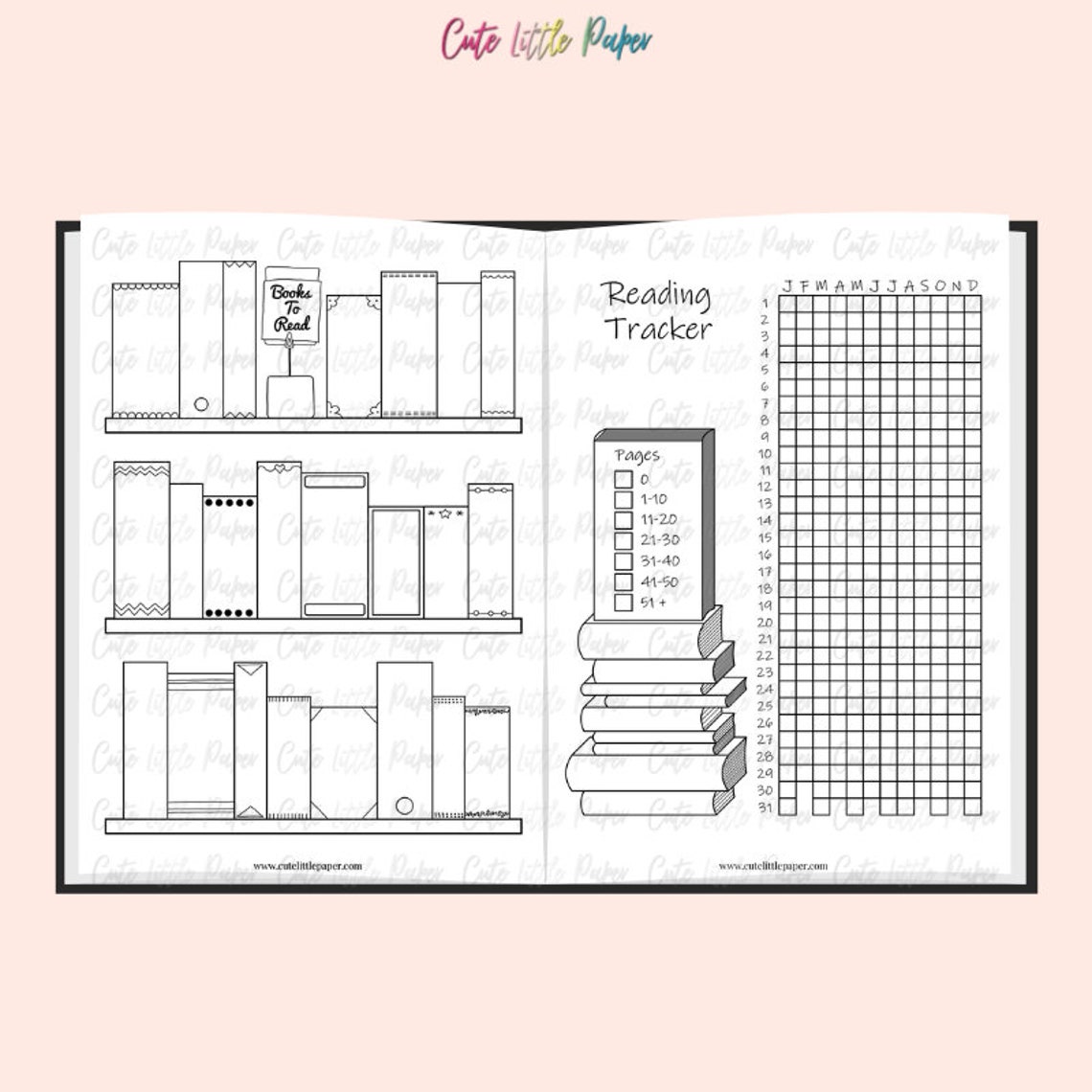 Bullet Journal Book Set Books to Read Reading Tracker - Etsy