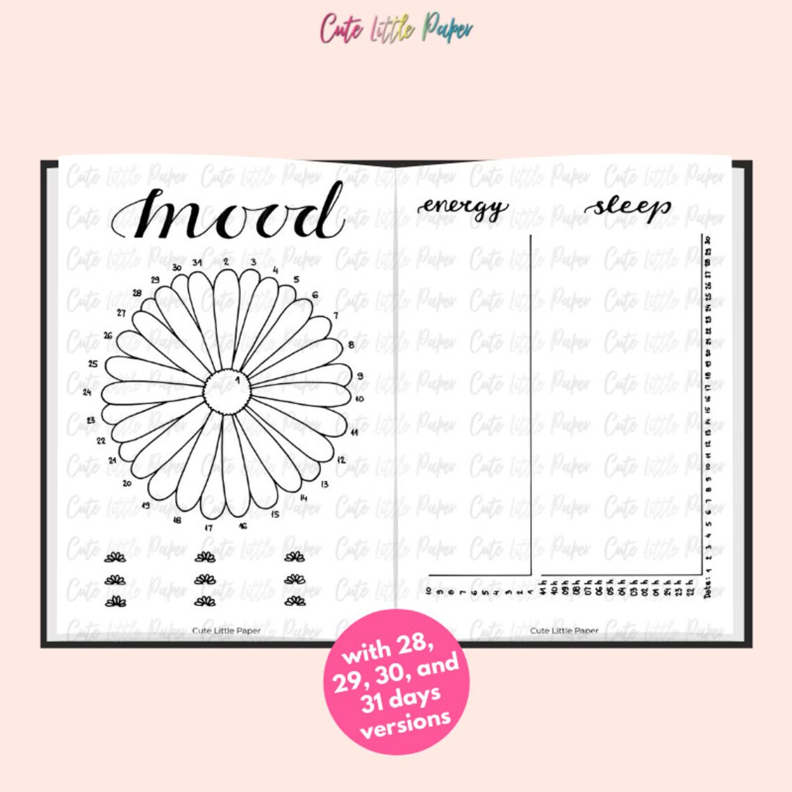 Bullet Journal Daisy Flower Theme Monthly Set. Printable Bullet Journal ...