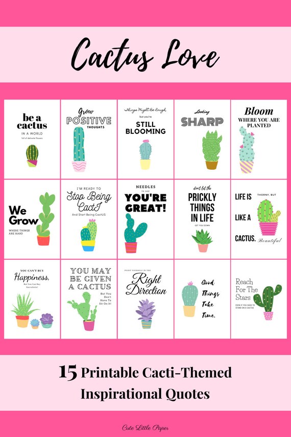 15 Cactus Inspirational Quotes Printable Planner Divider | Etsy