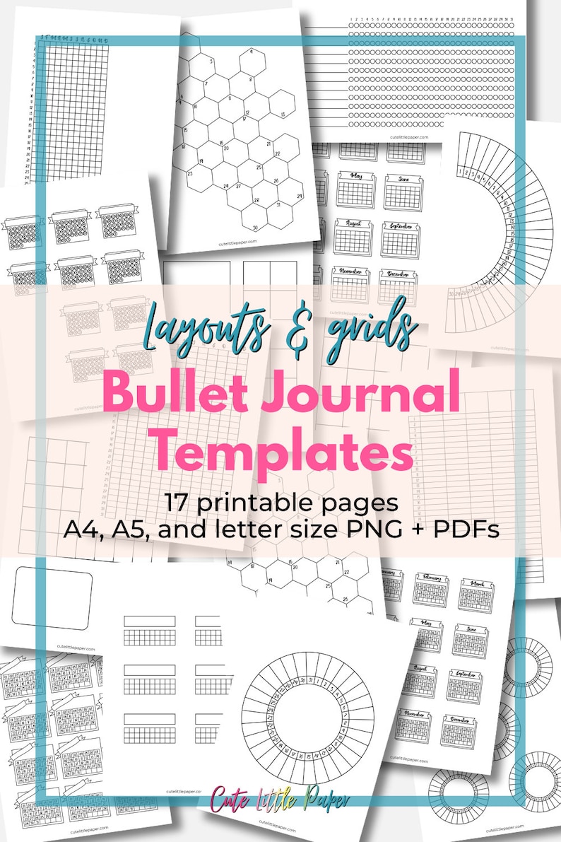 Printable Bullet Journal Templates. Blank Bujo Layouts and Grid Pages ...
