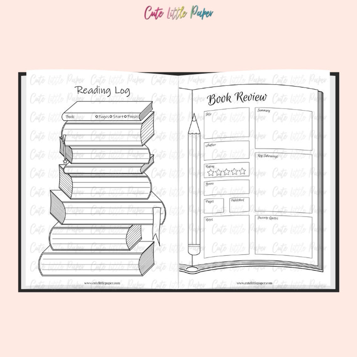 Bullet Journal Book Set Books to Read Reading Tracker - Etsy