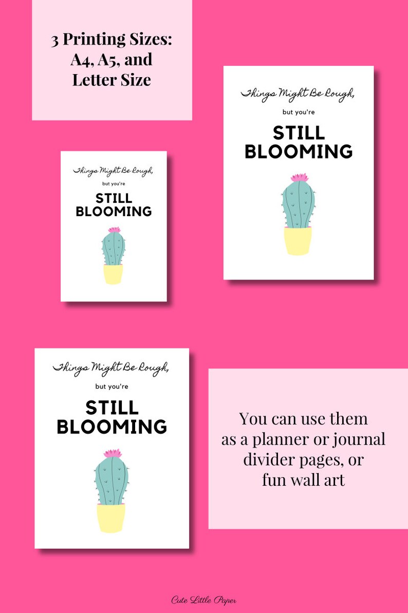 15 Cactus Inspirational Quotes Printable Planner Divider | Etsy