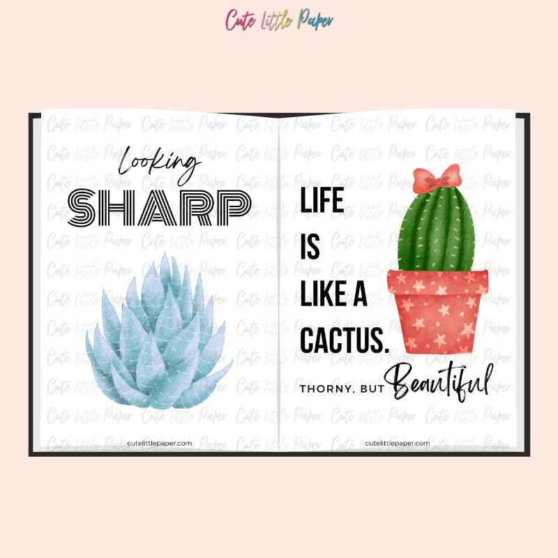 15 Cactus Inspirational Quotes Printable Planner Divider Pages ...