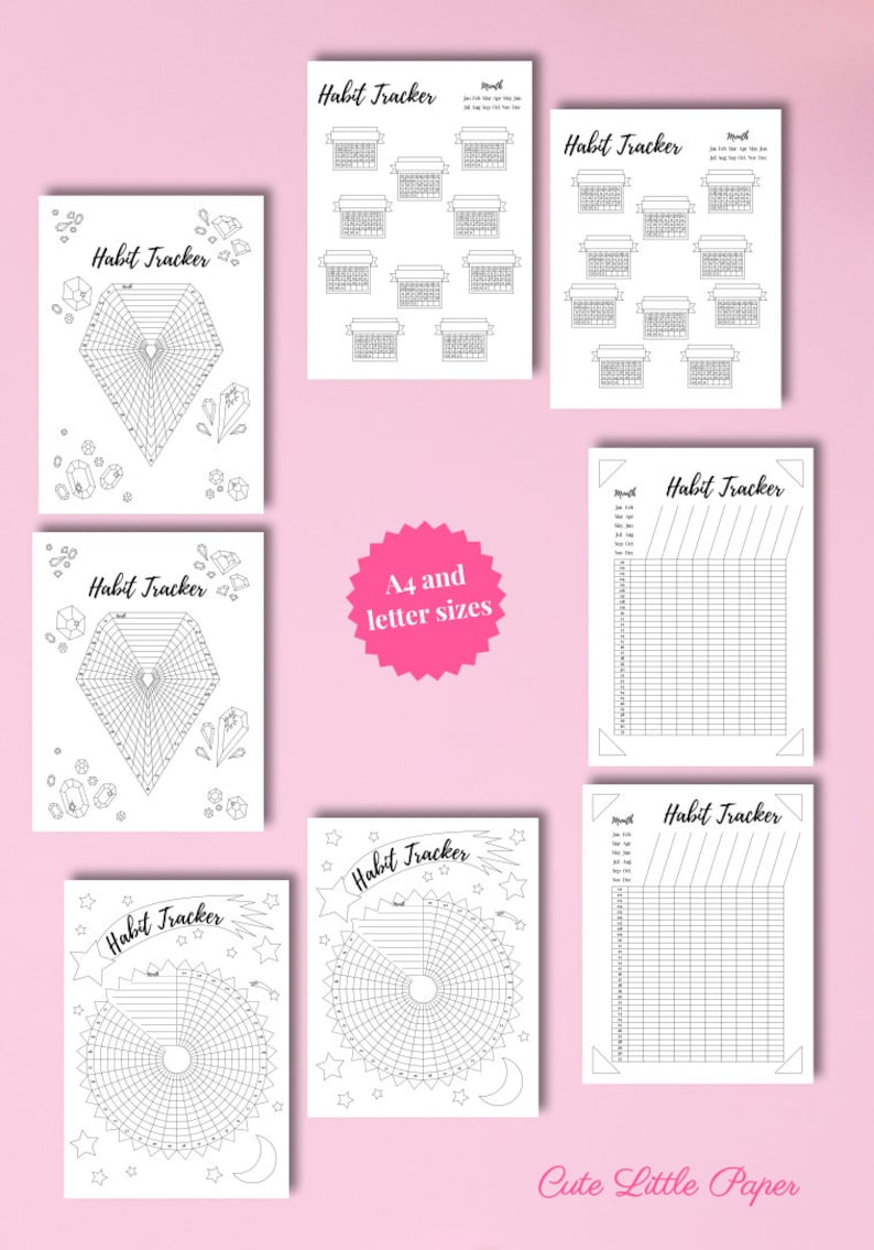 Habit Tracker Template Set Monthly 31 Day Routine Log | Etsy