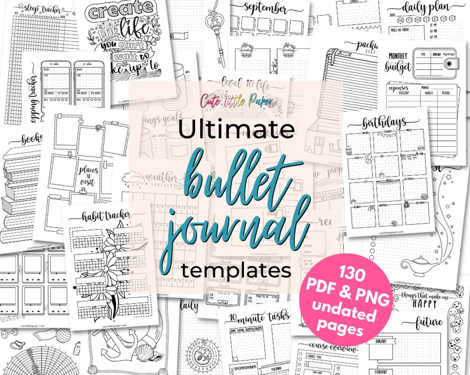 Ultimate Bullet Journal Template Pages. 130 Undated Printable Bujo ...