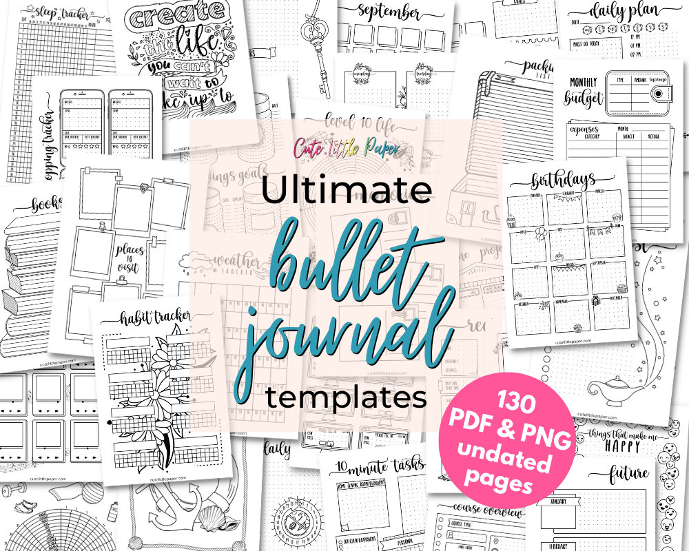 Ultimate Bullet Journal Template Pages. 130 Undated Printable Bujo ...