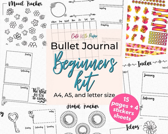 Bullet Journal Beginners Kit. Printable Stickers Sheets & 15 - Etsy