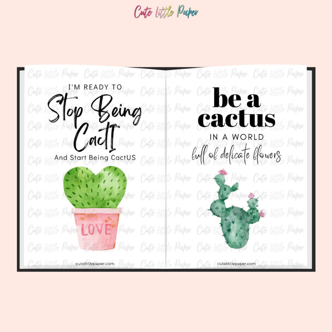 15 Cactus Inspirational Quotes Printable Planner Divider Pages ...