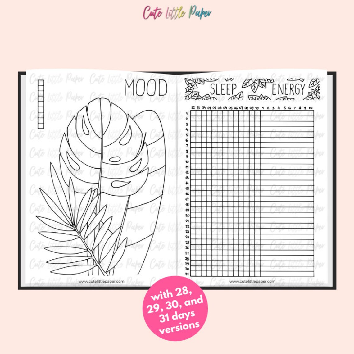 Bullet Journal Tropical Leaves Templates. Printable Bullet - Etsy