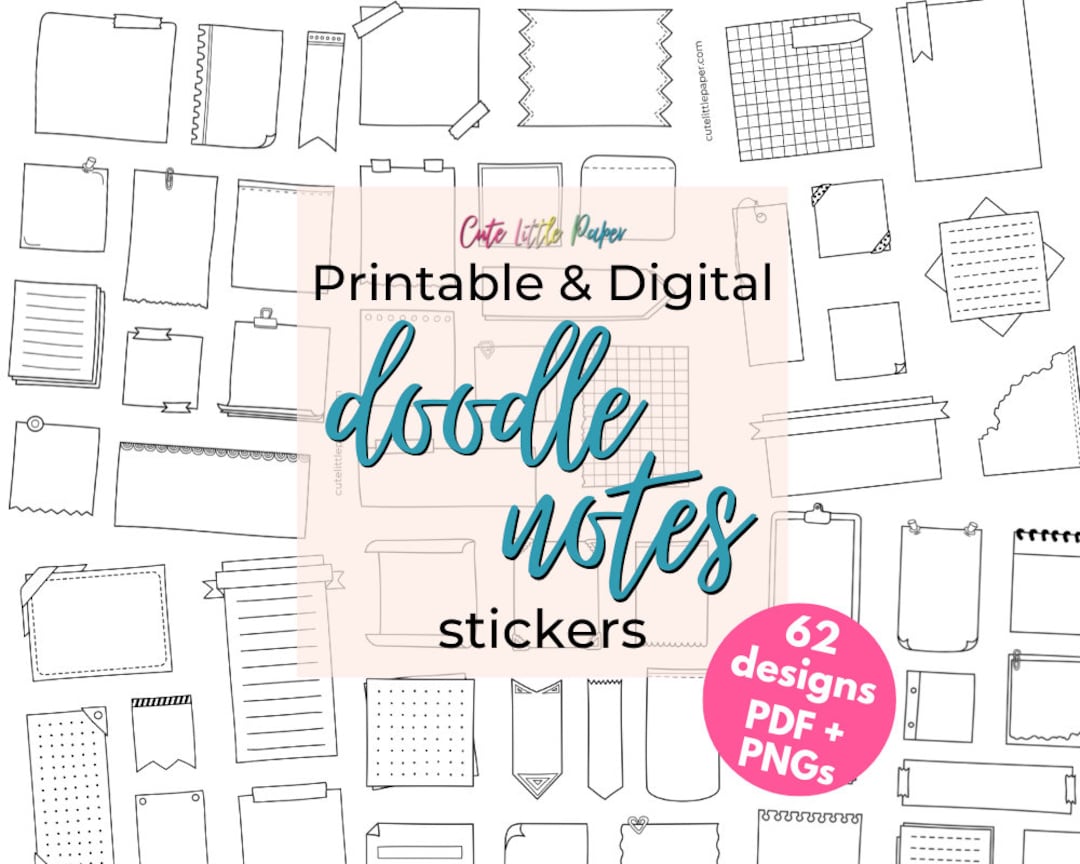 Doodle Notes Stickers. Printable & Digital Planner and Bujo Stickers ...