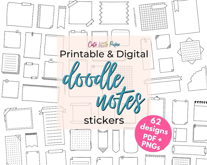 Doodle Notes Stickers. Printable & Digital Planner and Bujo Stickers ...