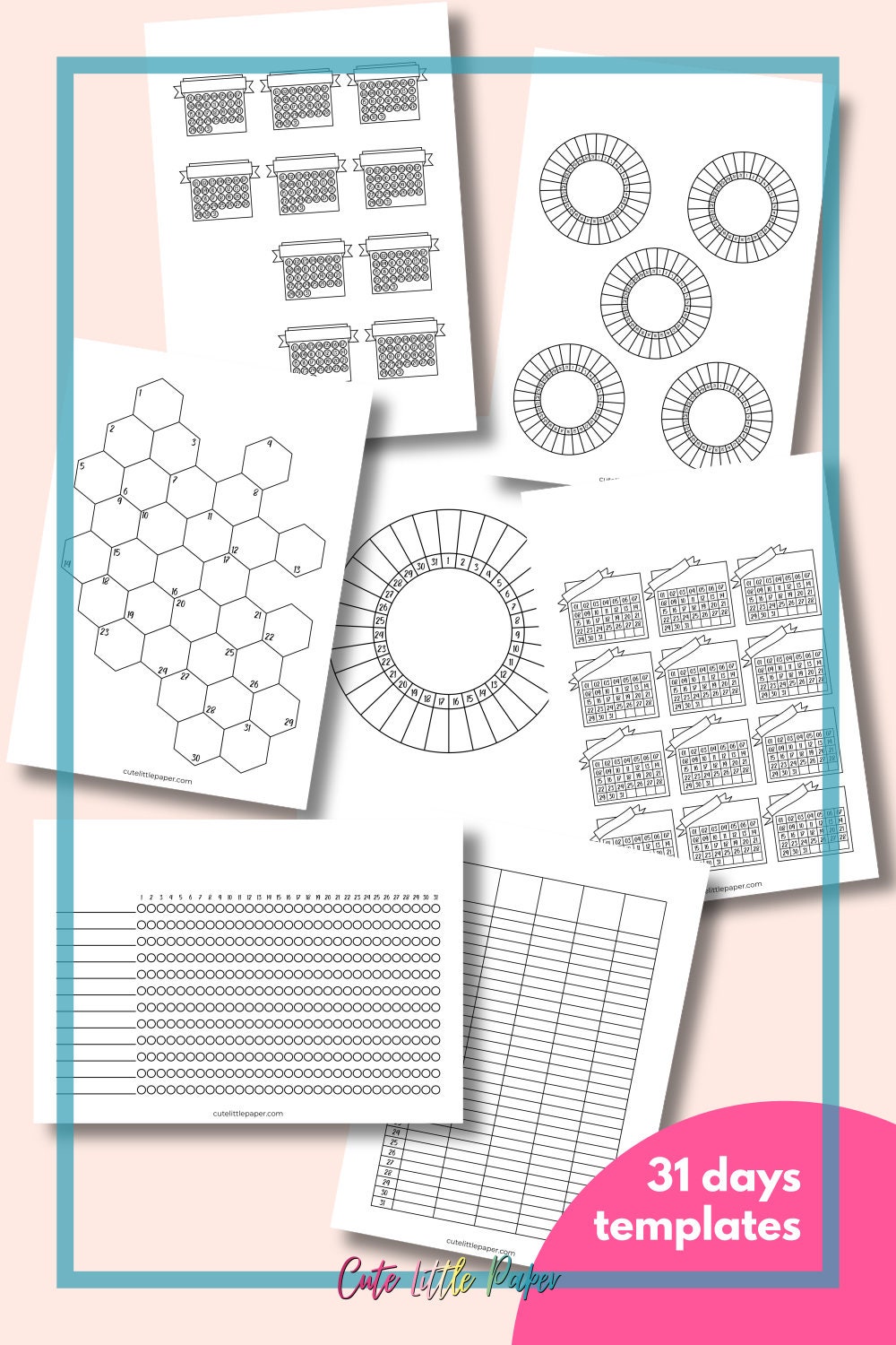 Printable Bullet Journal Templates. Blank Bujo Layouts and Grid Pages ...