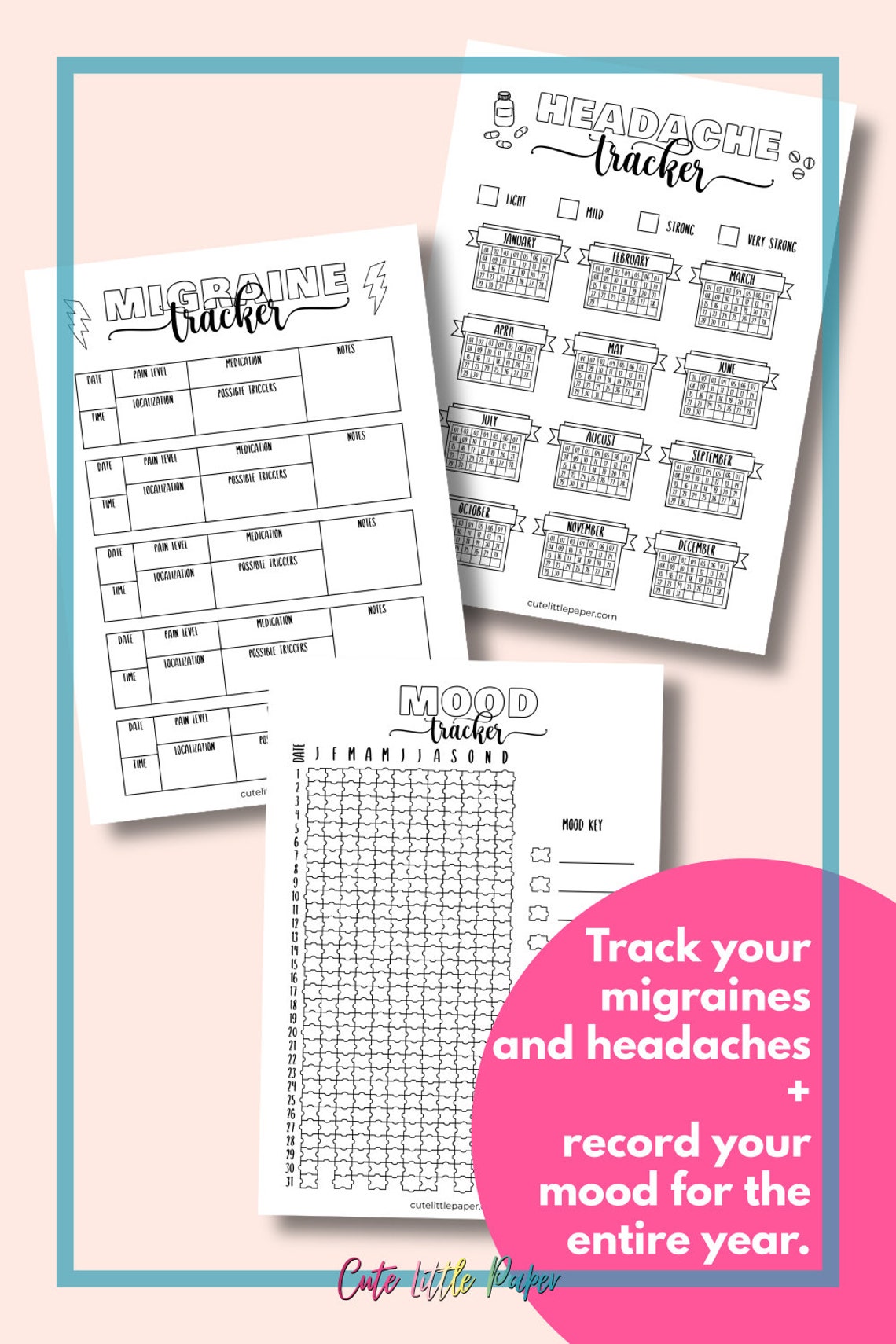 Bullet Journal Health & Fitness Trackers Set. 19 Printable - Etsy