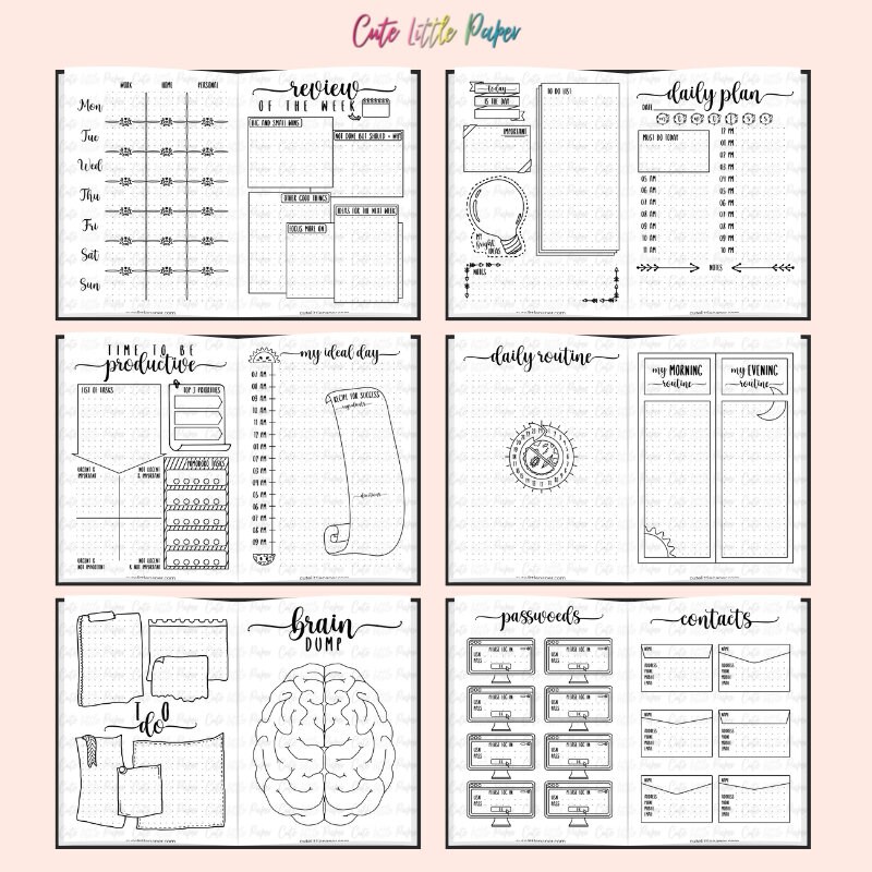Ultimate Bullet Journal Template Pages. 130 Undated Printable Bujo ...
