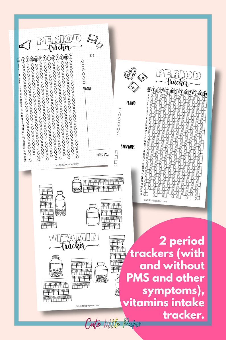Bullet Journal Health & Fitness Trackers Set. 19 Printable Bujo ...