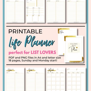 Printable Life Planner. Daily Weekly Monthly Planner Pages - Etsy