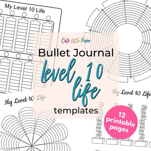 Level 10 Life Printable Bullet Journal Template Set - Etsy