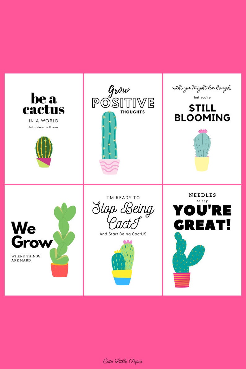 15 Cactus Inspirational Quotes Printable Planner Divider | Etsy