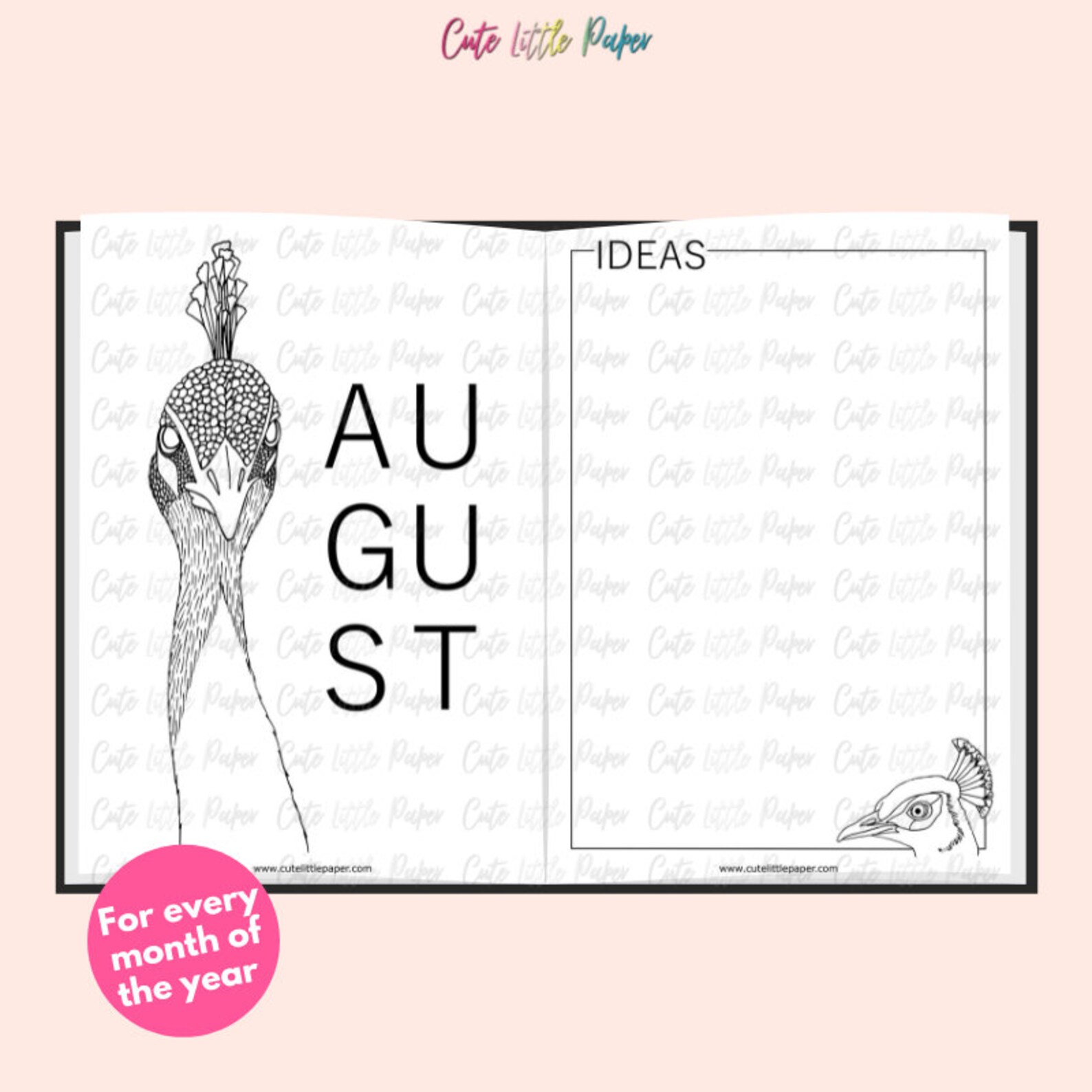 Peacock Bullet Journal Printable Template Pages. Monthly Spread, Weekly ...