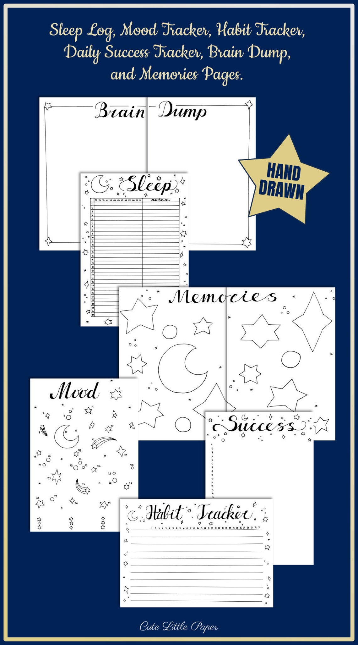 BuJo Monthly Spread Pages. Printable Bullet Journal Templates. | Etsy