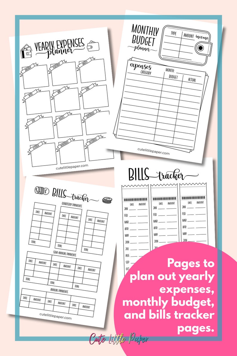 Bullet Journal Budget Tracker & Finance Templates. 16 Printable Pages ...