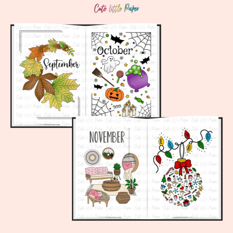 Bullet Journal Monthly Cover Pages. A Set of 12 Monthly - Etsy